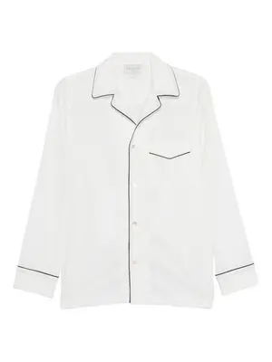 FORTE_FORTE Cotton Pajama Shirt With Contrast Trim - Multicolor
