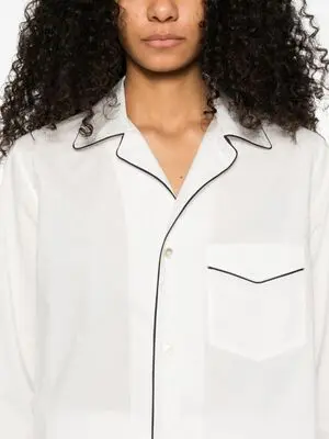 FORTE_FORTE Cotton Pajama Shirt With Contrast Trim