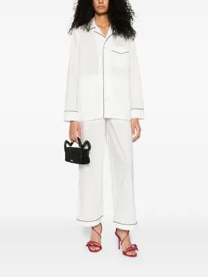 FORTE_FORTE Cotton Pajama Shirt With Contrast Trim