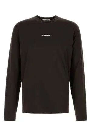 JIL SANDER Chocolate Stretch Polyester T-shirt