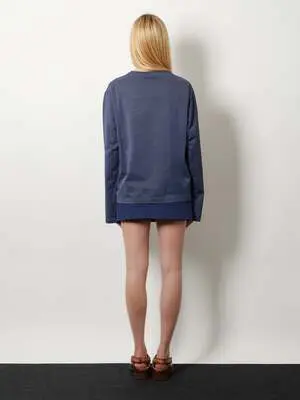 Miu Miu Two-tone Jersey T-shirt With Logo Lettering