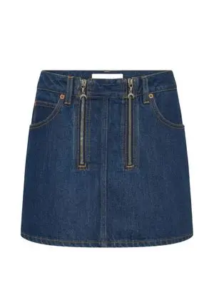 MARINE SERRE Denim Mini Skirt With Zip Detailing - Multicolor
