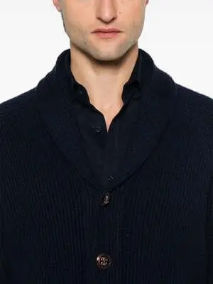 Brunello Cucinelli English Rib Knit Shawl Collar Cardigan - Multicolor