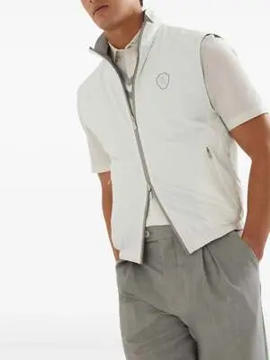 Brunello Cucinelli Sleeveless Zip-up Vest With Logo