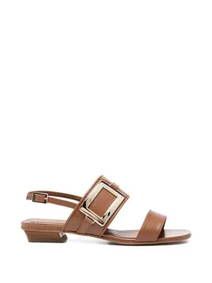 ROGER VIVIER Metal Buckle Leather Slingback Sandals - Multicolor