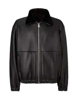 Fendi Shearling Lined Leather Blouson Jacket - Multicolor