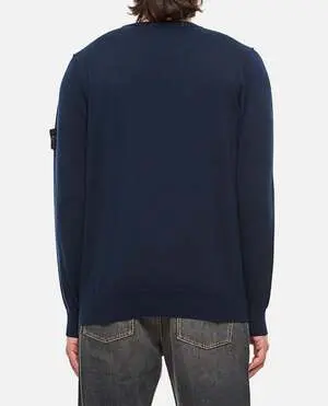 Stone Island Cotton Knit Pullover With Logo Badge - Multicolor
