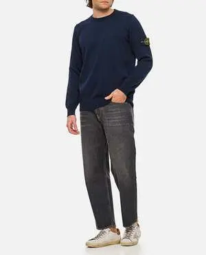 Stone Island Cotton Knit Pullover With Logo Badge - Multicolor