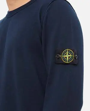 Stone Island Cotton Knit Pullover With Logo Badge - Multicolor