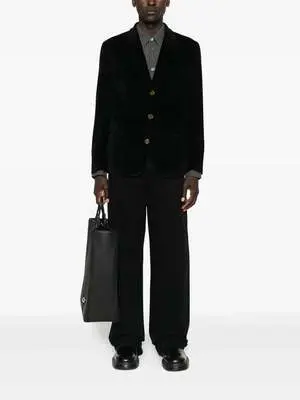 Dolce & Gabbana Black Cotton Peak Lapel Button-front Blazer
