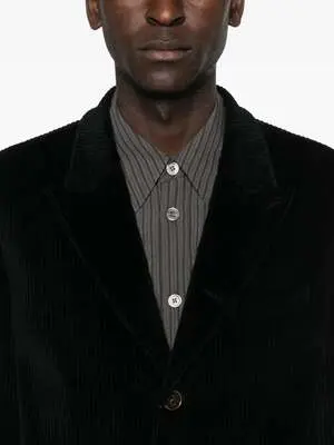 Dolce & Gabbana Black Cotton Peak Lapel Button-front Blazer