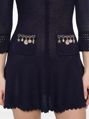 SELF-PORTRAIT Charm Detail Pointelle Knit Scalloped Trim Dress