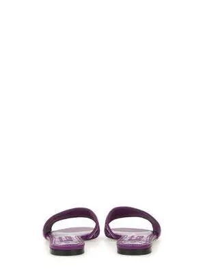 Dolce & Gabbana Embroidered Slide Sandals - Purple