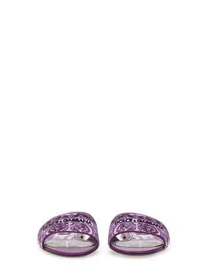 Dolce & Gabbana Embroidered Slide Sandals - Purple