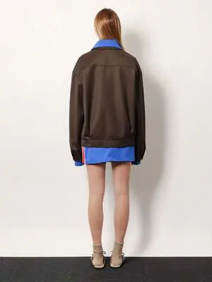 Miu Miu Virgin Wool Jacket With Logo Detail - Multicolor