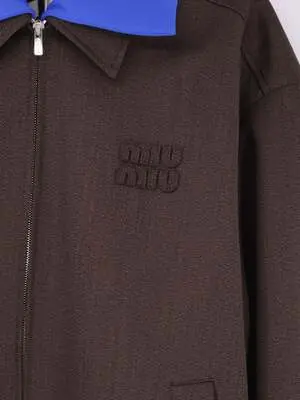 Miu Miu Virgin Wool Jacket With Logo Detail - Multicolor