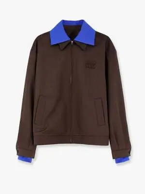 Miu Miu Virgin Wool Jacket With Logo Detail - Multicolor