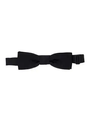 Dolce & Gabbana Black Silk Bowtie With Logo Patch - Multicolor