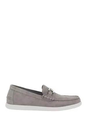 Fendi Suede Loafers With Ff Metal Buckle - Multicolor