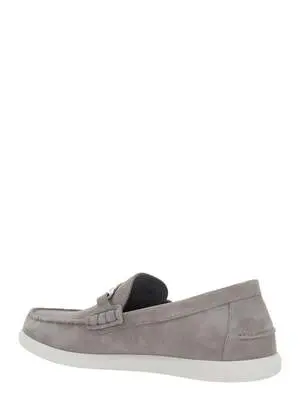 Fendi Suede Loafers With Ff Metal Buckle - Multicolor