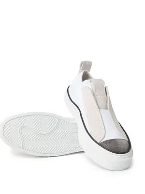 Brunello Cucinelli Suede And Canvas Slip-on Sneakers