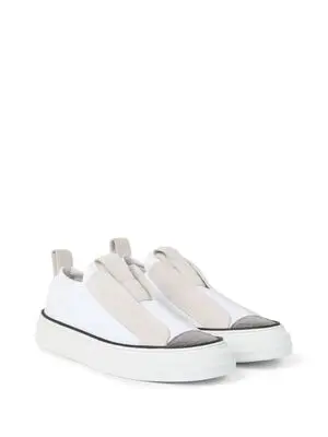 Brunello Cucinelli Suede And Canvas Slip-on Sneakers