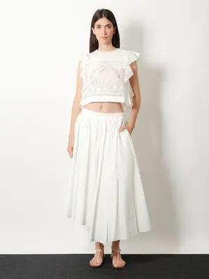 SELF-PORTRAIT Asymmetrical Flared Cotton Skirt