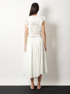 SELF-PORTRAIT Asymmetrical Flared Cotton Skirt
