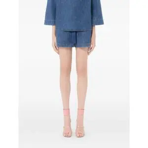 Valentino Garavani Chambray Shorts With Drawstring Waist - Blue
