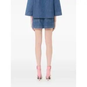 Valentino Garavani Chambray Shorts With Drawstring Waist - Blue