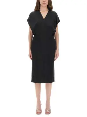 Stella McCartney Midi Dress With Wing Sleeves - Black