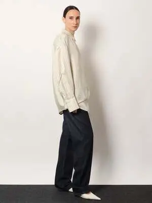 TOTEME Oversized Striped Silk Shirt - Multicolor