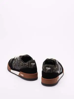 Fendi Calf Leather Monogram Pattern Sneakers - Multicolor