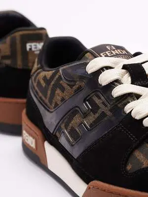 Fendi Calf Leather Monogram Pattern Sneakers - Multicolor
