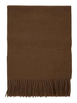 Max Mara Dalia' Brown Rectangular Scarf With Logo Embroidery On The Front And Fringed Hem In Cashmere - Multicolor