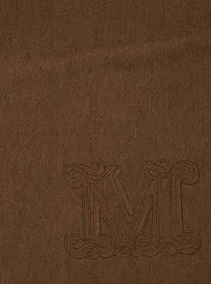 Max Mara Dalia' Brown Rectangular Scarf With Logo Embroidery On The Front And Fringed Hem In Cashmere - Multicolor