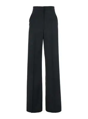 Max Mara Wool Wide Leg Pants - Black