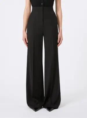 Max Mara Wool Wide Leg Pants - Black