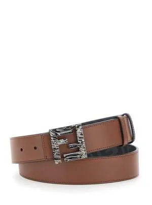 Fendi Leather Belt With Ff Buckle - Multicolor