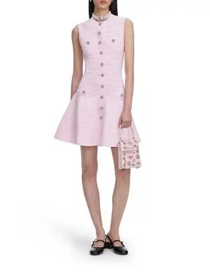 SELF-PORTRAIT Pointelle Diamond Knit Mini Dress
