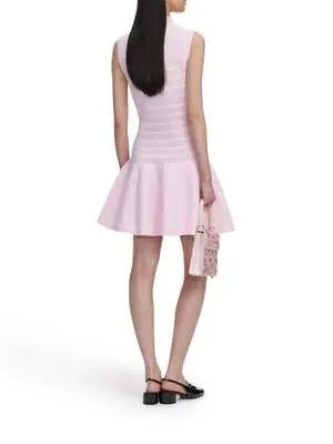 SELF-PORTRAIT Pointelle Diamond Knit Mini Dress