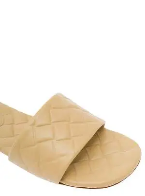 Bottega Veneta Intreccio Leather Slides - Cream
