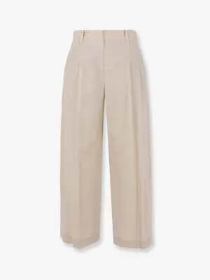 Brunello Cucinelli Cotton Blend Trousers With Monili Detail