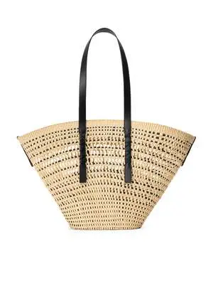Loewe Large Braid Basket Bag In Iraca Palm And Calfskin - Multicolor
