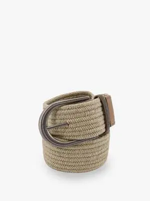 Brunello Cucinelli Linen Belt With Monili Detail - Multicolor