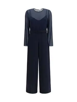 P.a.r.o.s.h Cady And Chiffon Jumpsuit - Blue