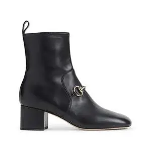 Gucci Lady Horsebit Ankle Boots In Leather