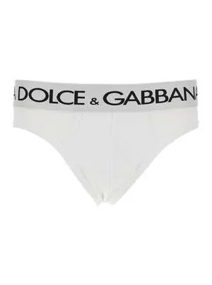 Dolce & Gabbana Dolce & Gabbana Men White Briefs With Elastic Waist And Logo Lettering In Cotton Man Multicolor
