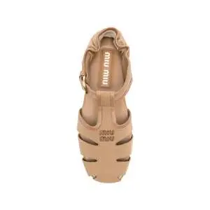 Miu Miu Fabric Gladiator Sandals With Nappa Leather Trim