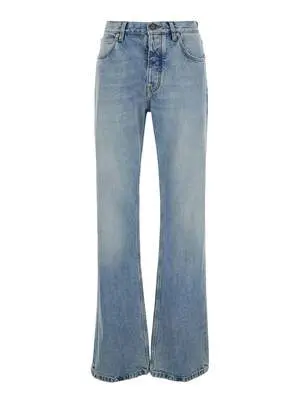 Balenciaga Light Blue Denim Low Waisted Straight Leg Jeans - Multicolor